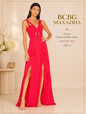 BCBGMaxAzria | Dresses | Bcbgmaxazria Juliana Cutout Ruffle Gown ...